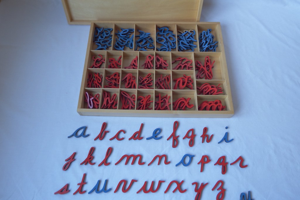 Small Wood Movable Alphabet, Cursive. | Montessori Pre-School Supplies